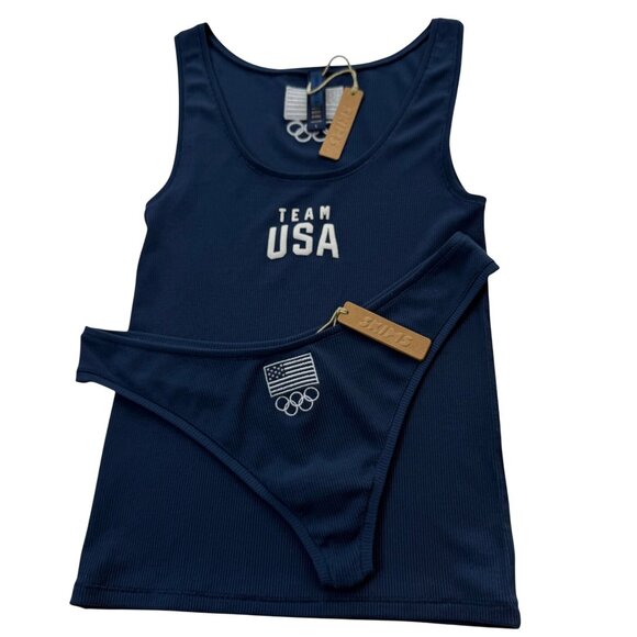 SKIMS | Tops | Skims Soft Lounge Rib Tank Thong Team Usa Navy Large ...